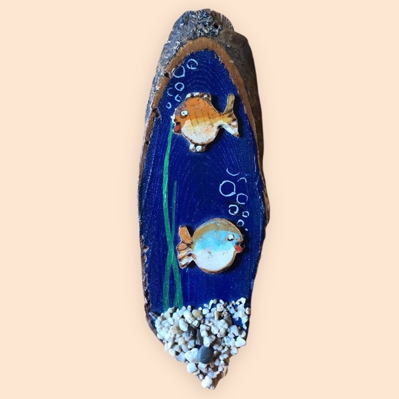 Vintage | Art | Vintage Galeri Ulgen Wooden Fish Art Decor Kitsch Wall ...